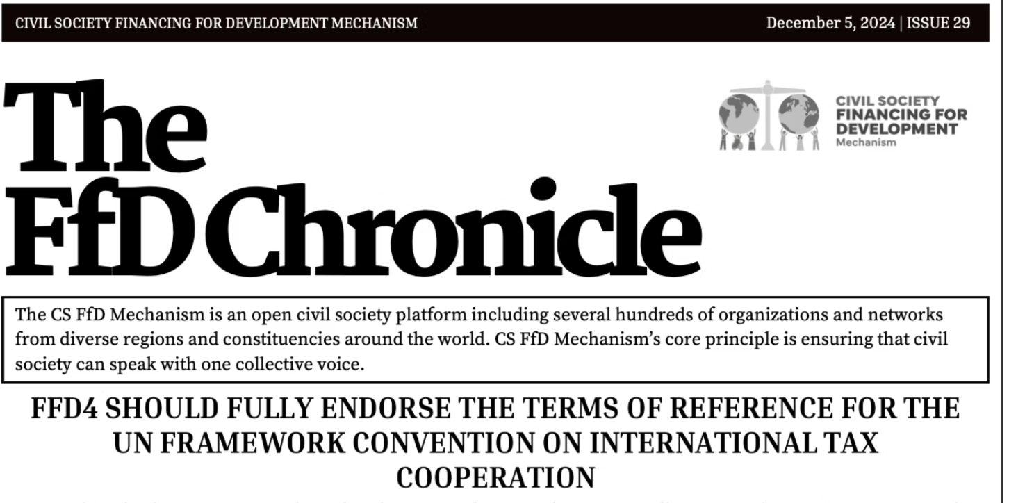 FfD4 should fully endorse the TOR for the UN Tax Convention - Global ...